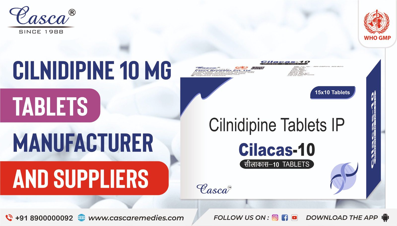 Cilnidipine 10 Mg Tablets Manufacturer and Suppliers